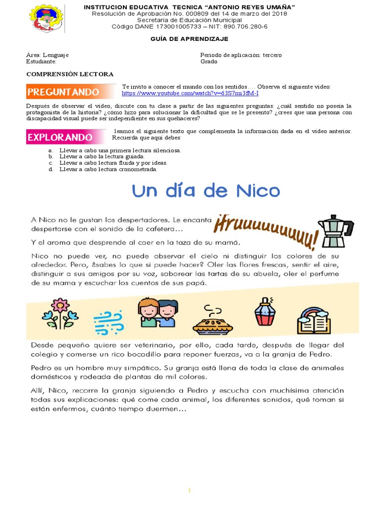 Guía de aprendizaje sobre comprensión lectora y habilidades de la vida ...