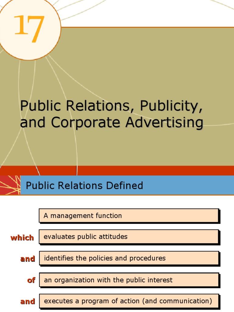 Public Relations, Publicity, and Corporate Advertising | PDF | Public Relations | Advertising