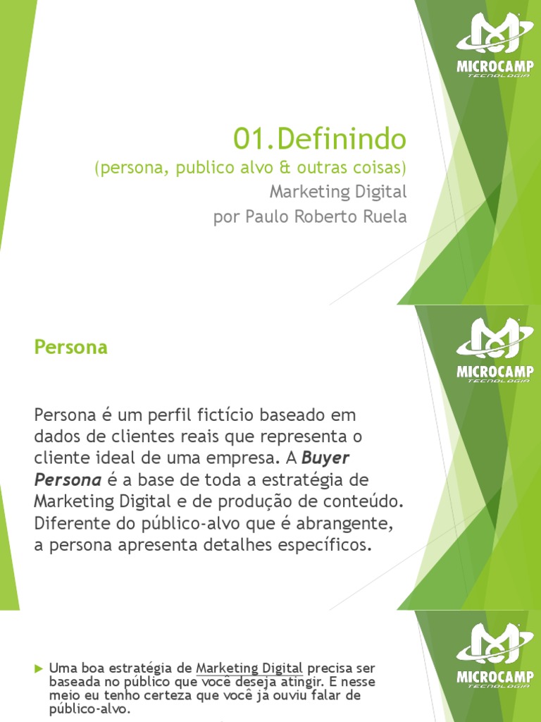 Aula 01 - Definindo Persona | PDF | Marketing | Segmentação de mercado