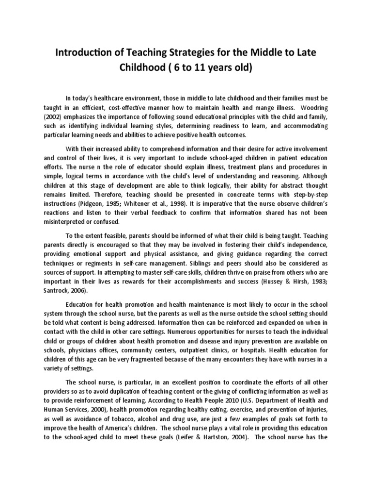 Introduction of Teaching Strategies For The Middle To Late Childhood ...