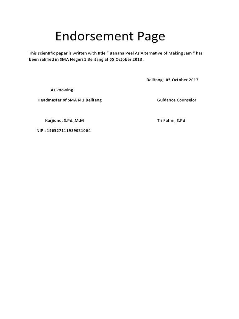 Endorsement Page | PDF | Wellness
