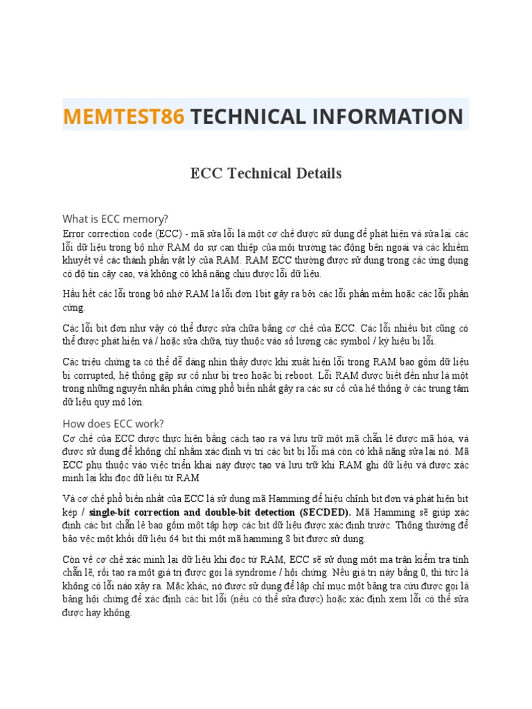 ECC Test in Memtest86 | PDF