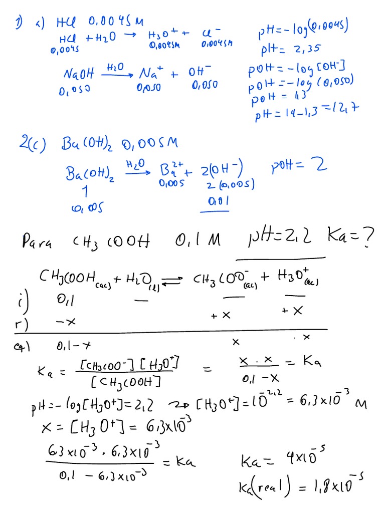 Equilibrio Acido Base Ejercicios - RESUELTOS | PDF | Ácido | Ph