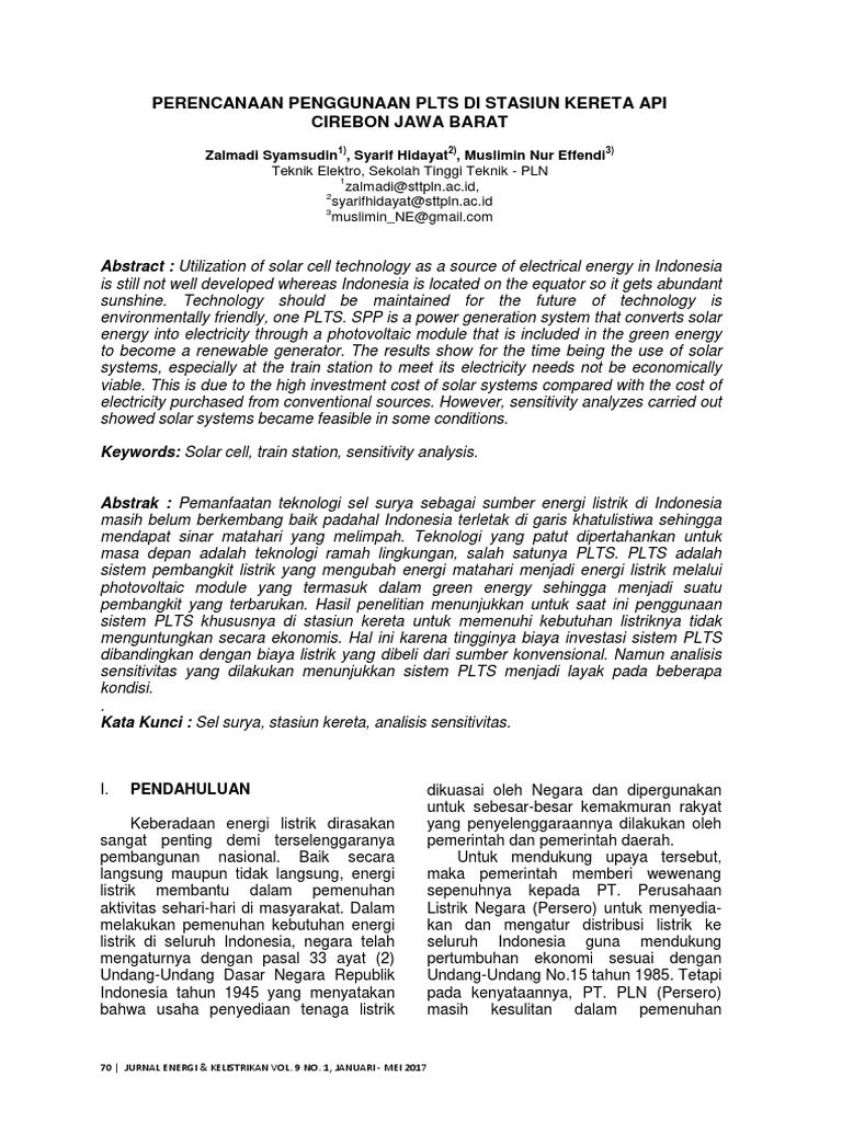 Perencanaan Penggunaan Plts Di Stasiun K 248dcc79 | PDF | Komputer ...