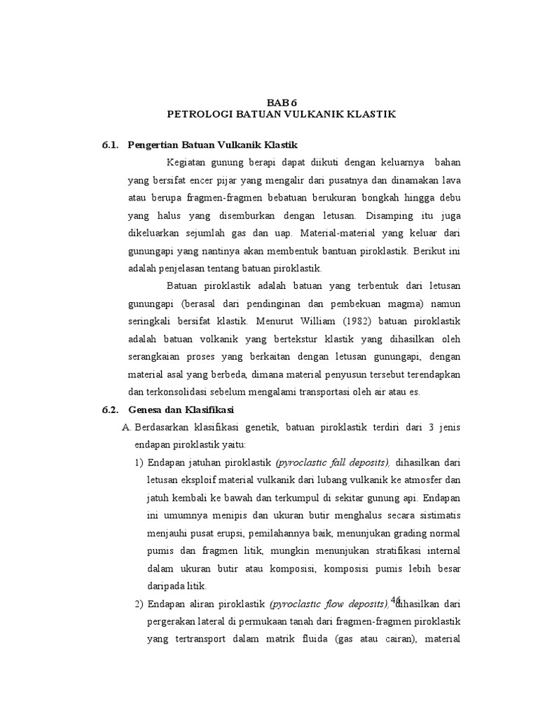 KLASIFIKASI DAN PENGENALAN BATUAN PIROKLASTIK | PDF