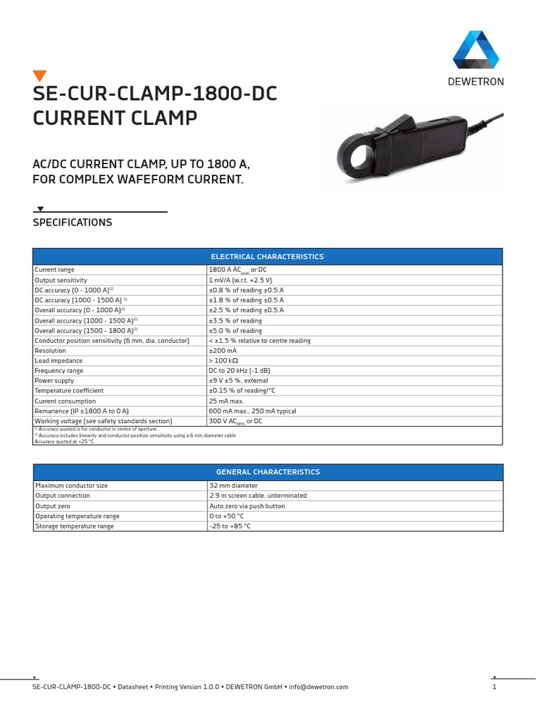 SE-CUR-CLAMP-1800-DC Current Clamp Datasheet 100ex | PDF | Power Supply ...