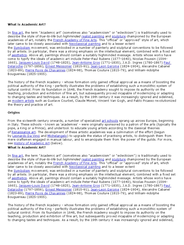 What Is Academic Art? | PDF | Art Movements | The Arts