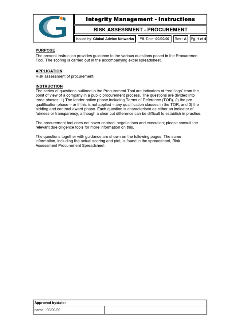 Procurement Tool Risk Assessment Document