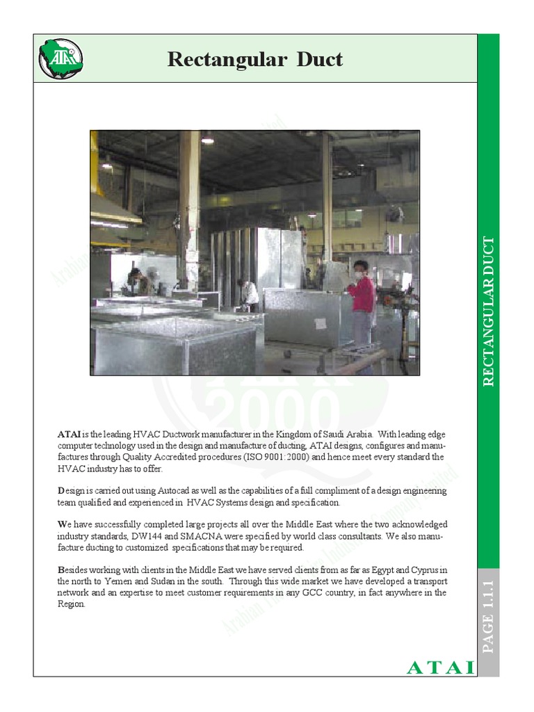Rectangular Duct Systems: Design, Manufacturing, and Component Specifications | PDF | Duct (Flow ...