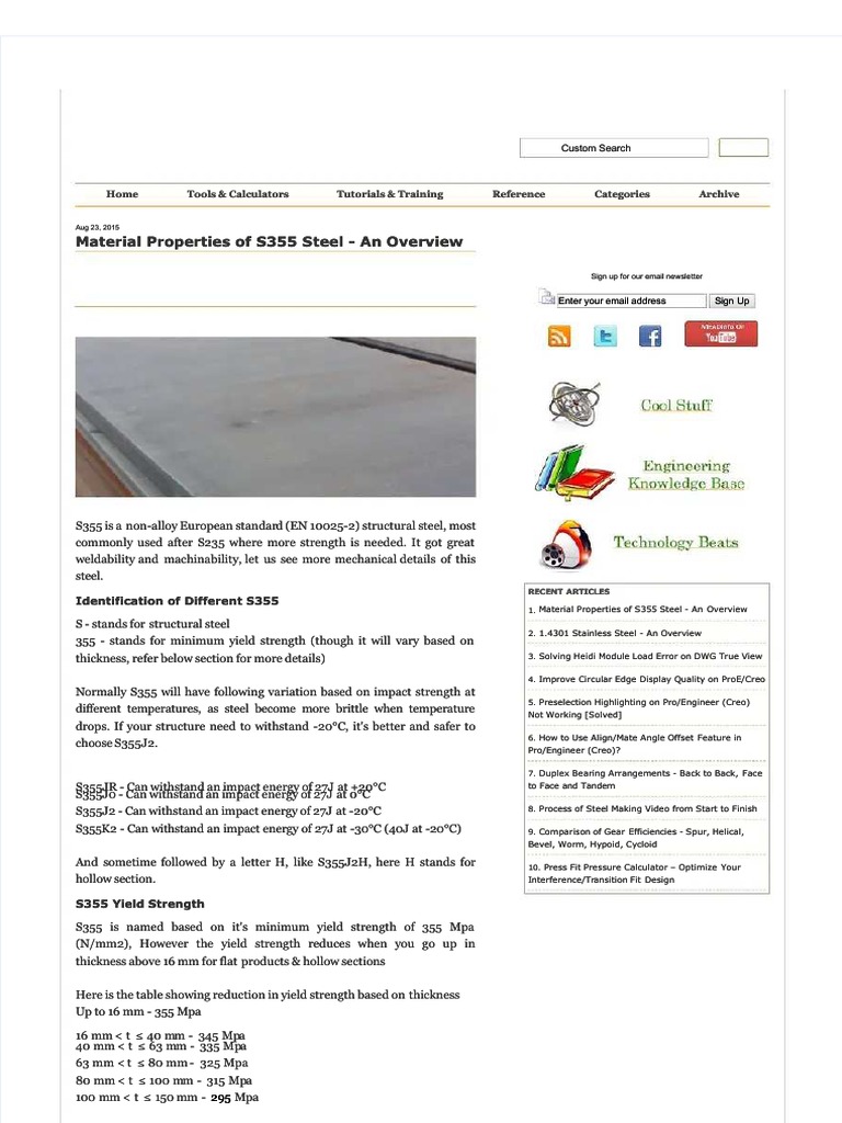 PDF Material Properties of s355 Steel An Overview - Compress | PDF ...