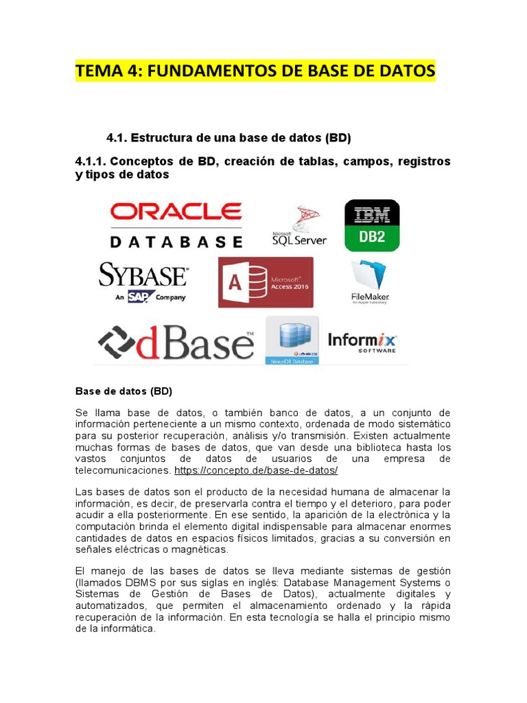 2 Fundamentos de Base de Datos | PDF | Bases de datos | Base de datos ...