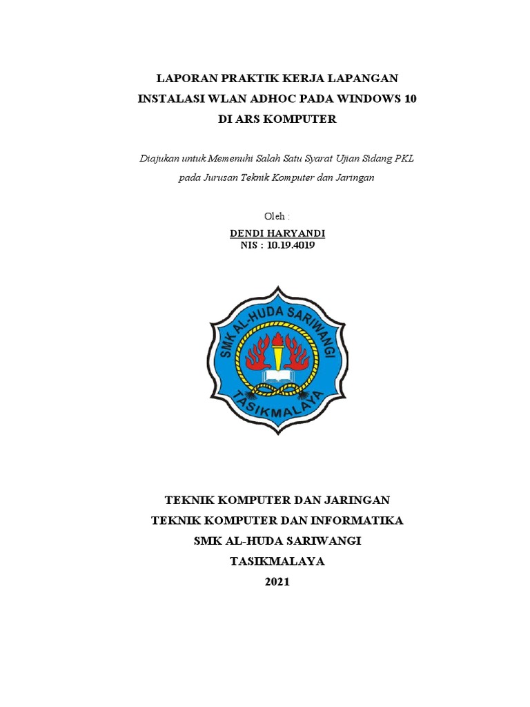 Laporan Praktik Kerja Lapangan Instalasi Jaringan WLAN Ad-Hoc pada Windows 10 di ARS Komputer | PDF