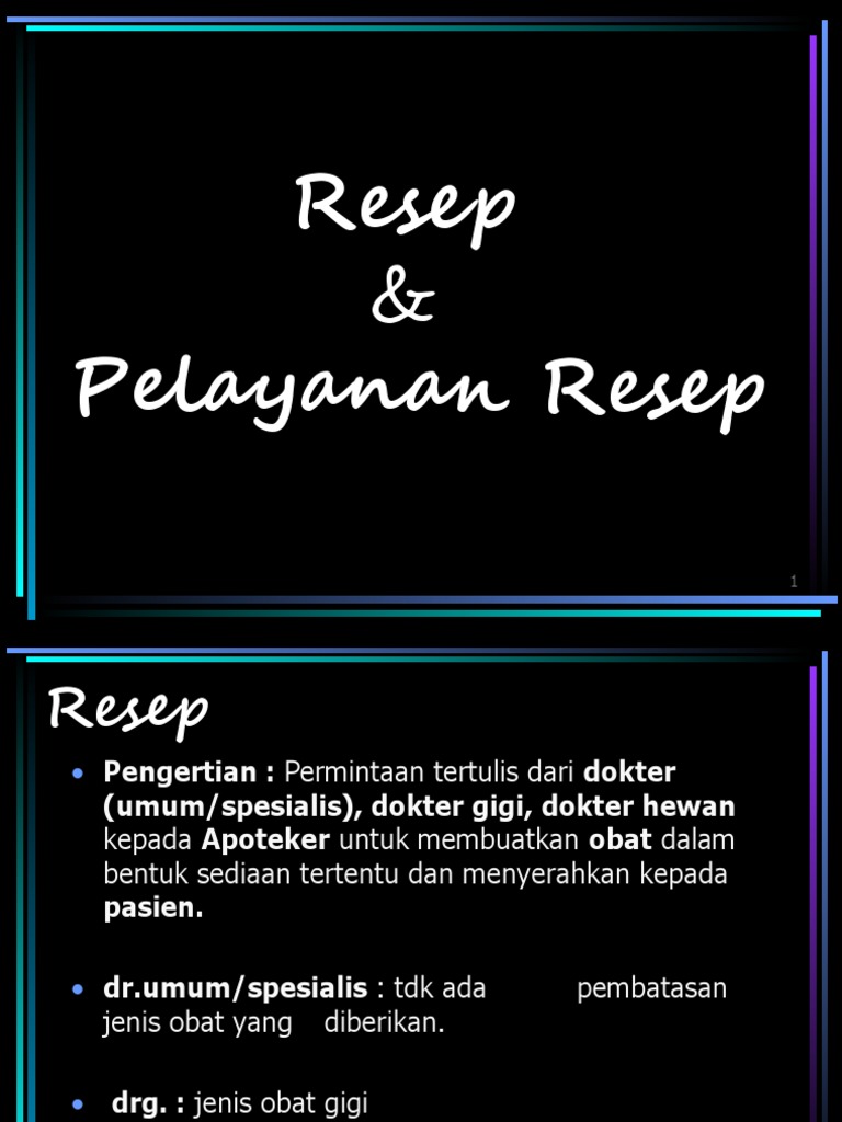 Materi 7 Resep, Perhitungan Dosis, Etiket | PDF