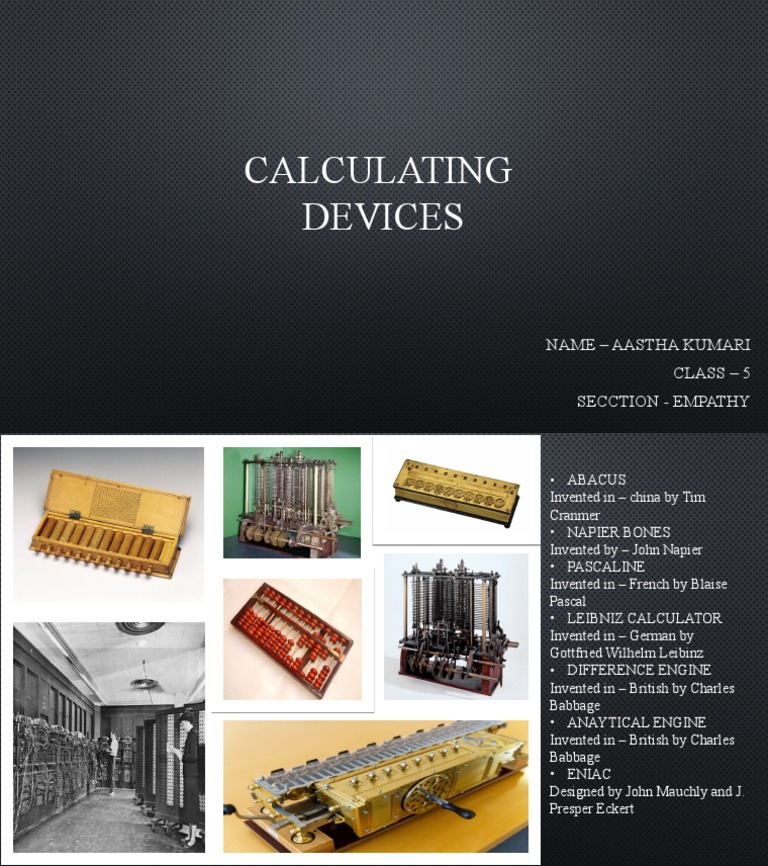 Calculating Devices: Name - Aastha Kumari Class - 5 Secction - Empathy ...