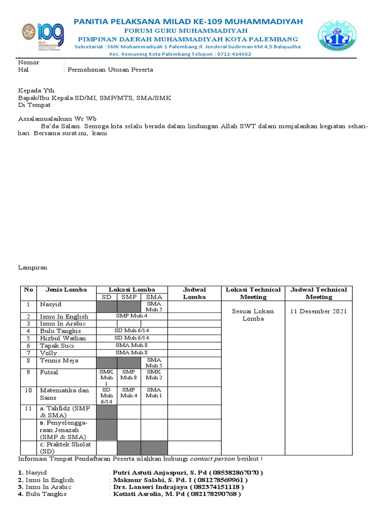 Surat Permohonan Utusan | PDF