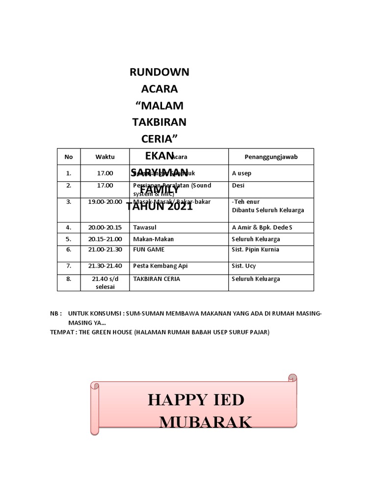 Contoh Rundown Acara Formal | PDF