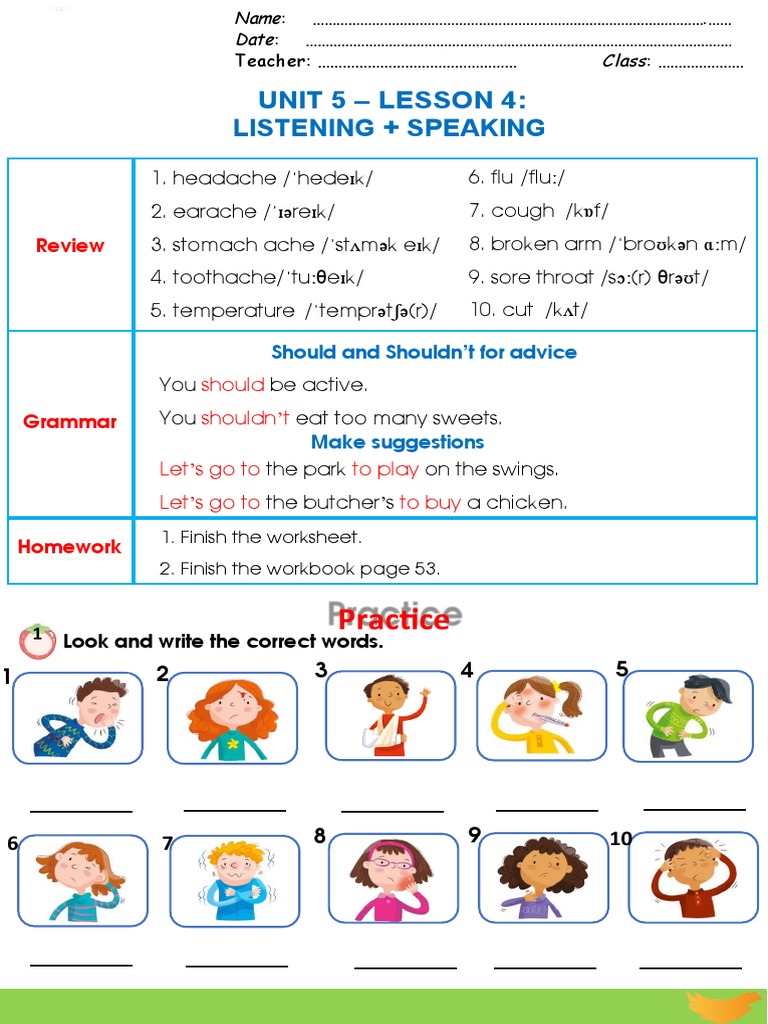 Practice: Unit 5 - Lesson 4: Listening + Speaking | PDF | Language Arts ...