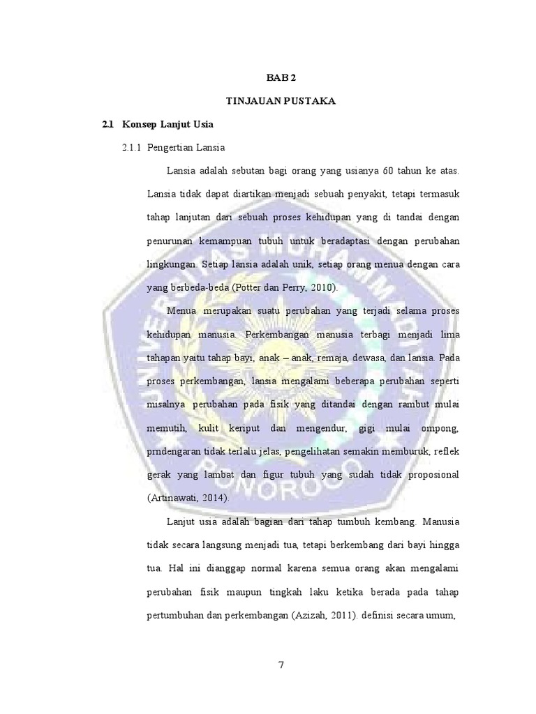 Bab 2 Tinjauan Pustaka 2.1 Konsep Lanjut Usia | PDF