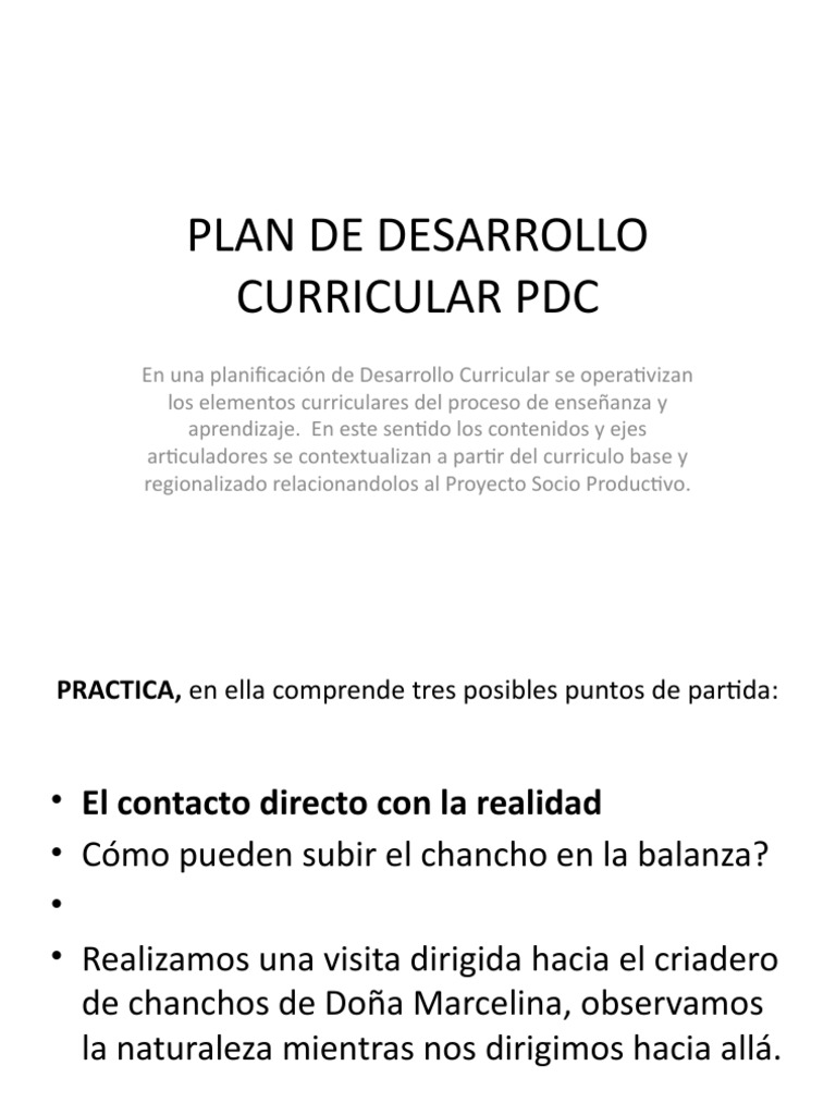 Plan de Desarrollo Curricular PDC | PDF