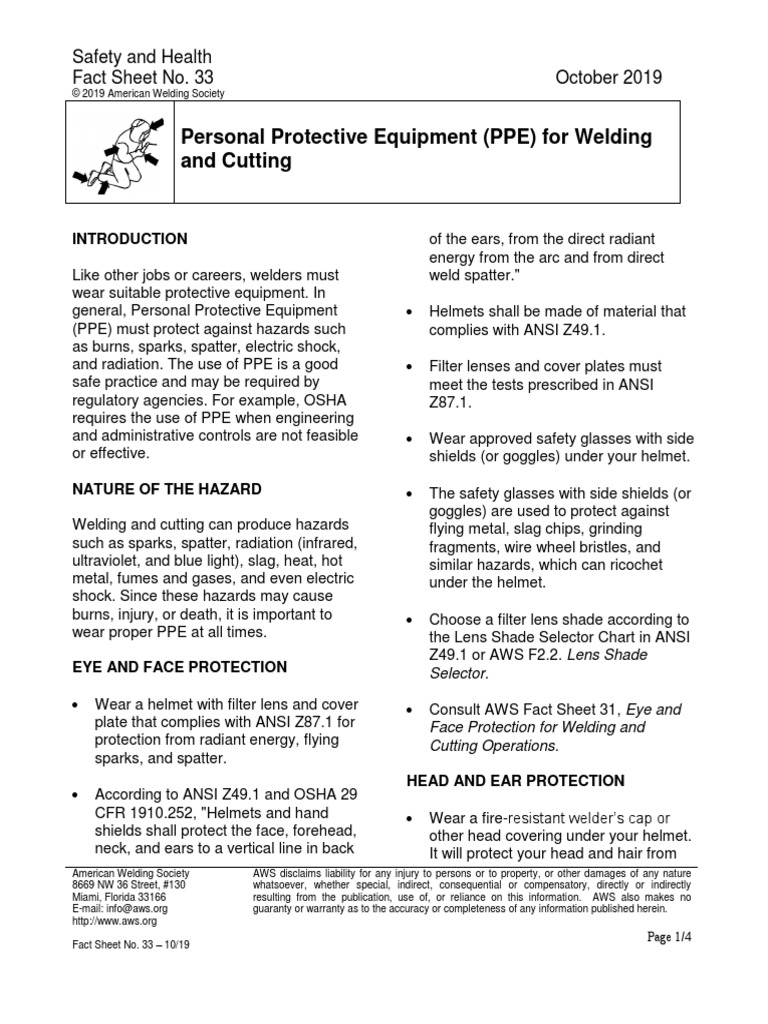 fs33-201404 Personal Protective Equipment (PPE) For Welding and Cutting ...