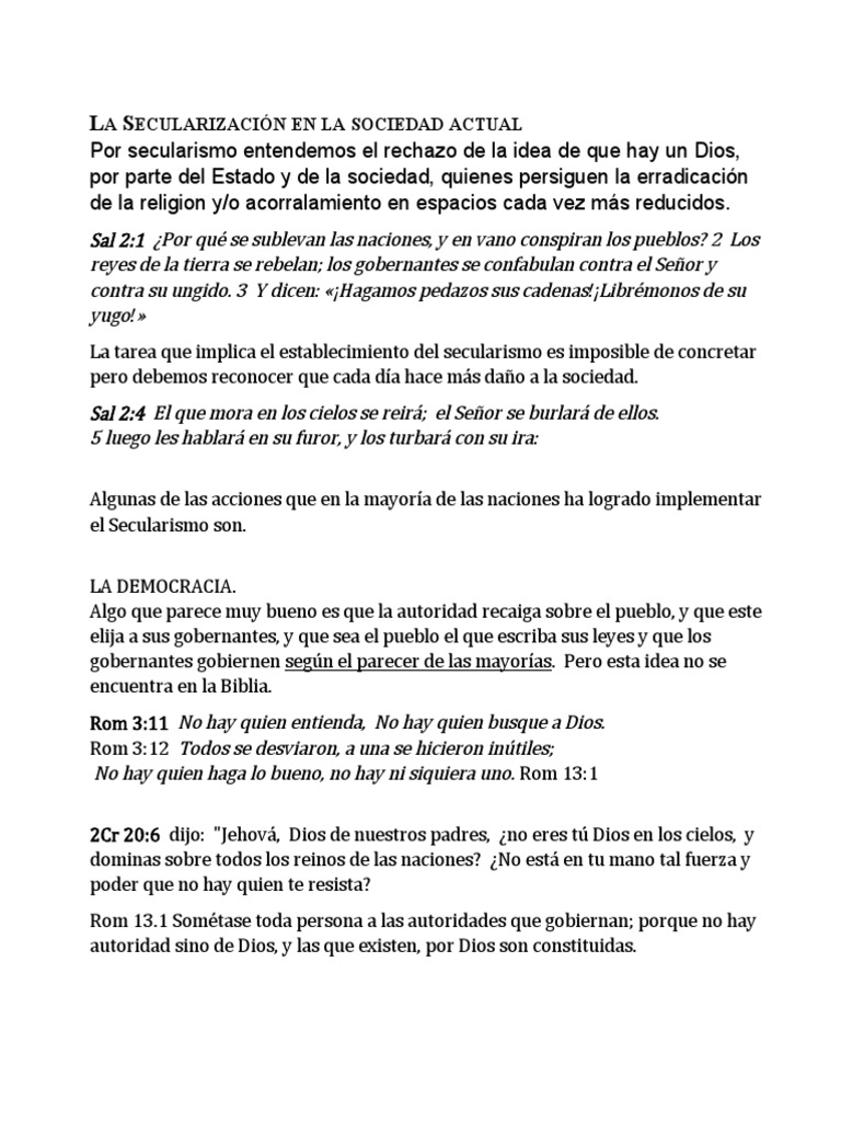 La Secularización en La Sociedad Actual | PDF | Dios | Libertad