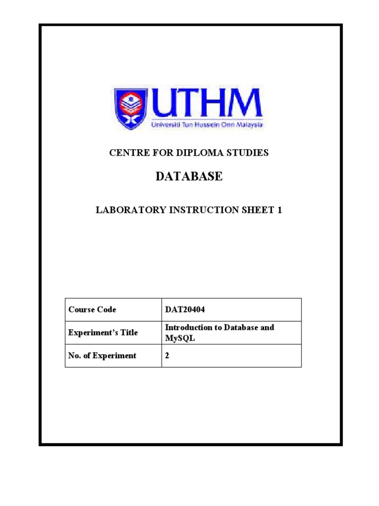 Lab 1 Introduction To My SQL | PDF | Relational Database | Graphical ...