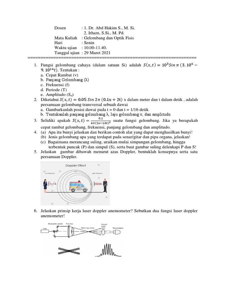 Soal Ujian Gelombang Dan Optik Fisis | PDF