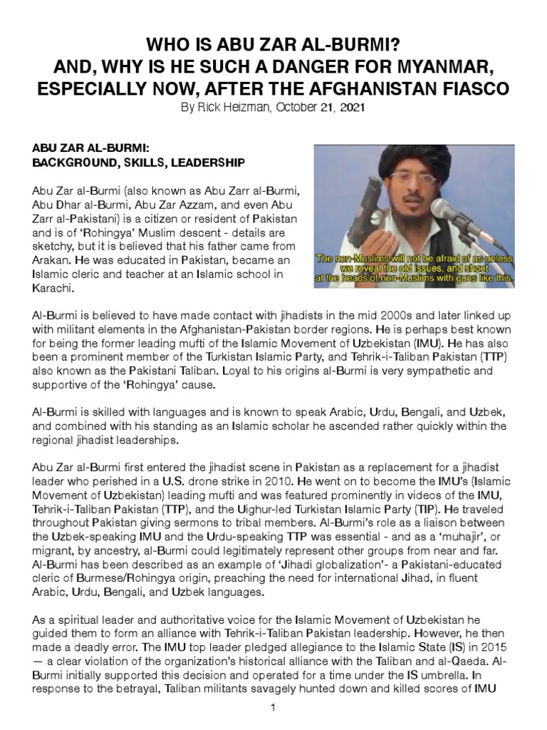 Abu Zar Al-Burmi | PDF | Tehrik I Taliban Pakistan | Rohingya People