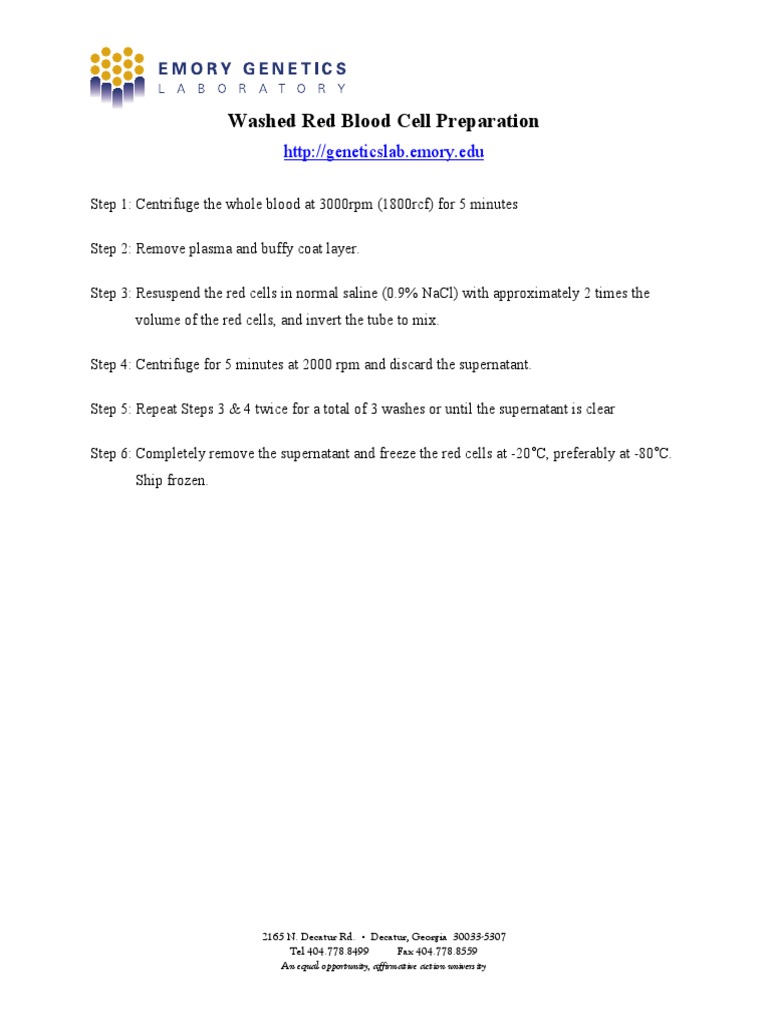 Washed RBC Preparation | PDF