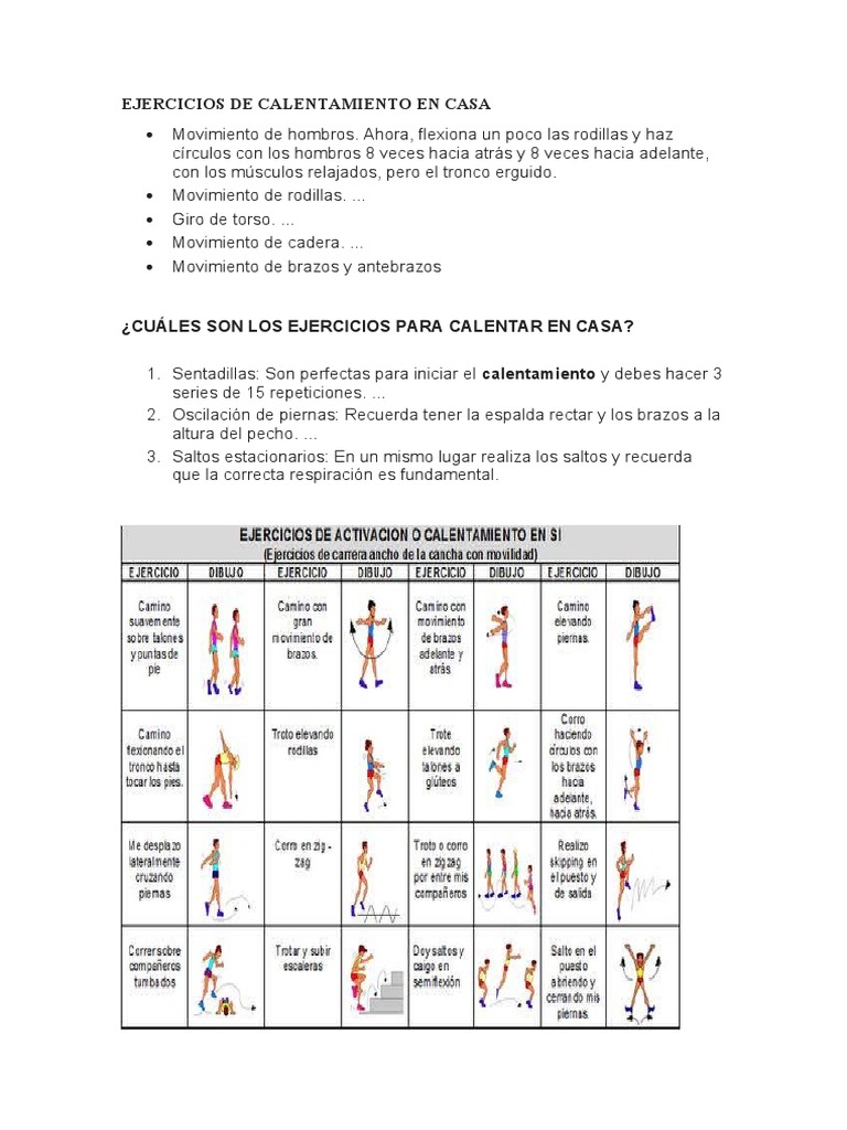 Ejercicios de Calentamiento | PDF