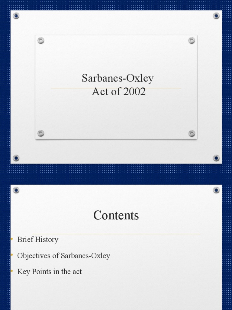 Sarbanes Oxley Act 2002 | PDF | Accounting | Sarbanes–Oxley Act