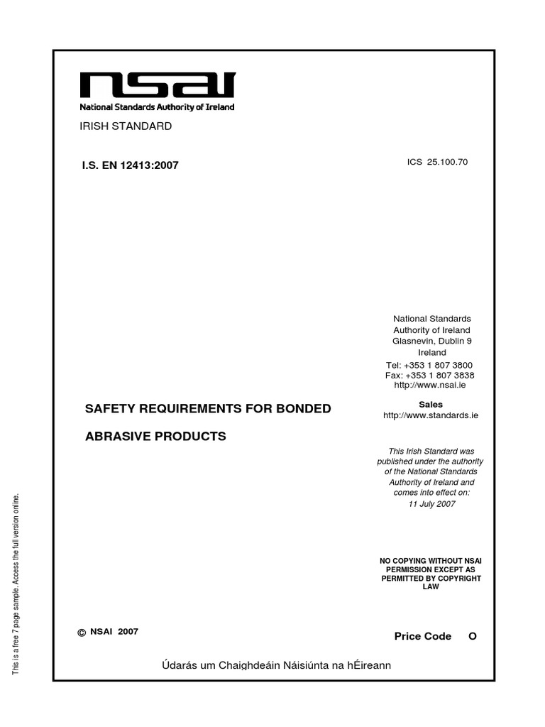 Irish Standard: I.S. EN 12413:2007 | PDF