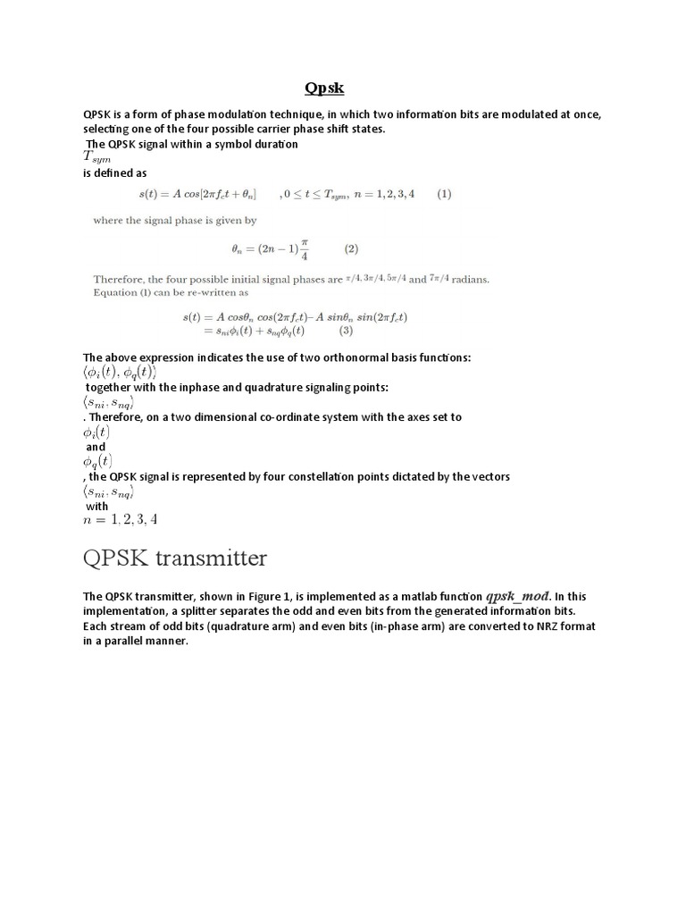 QPSK Modulation for Engineers | PDF | Science & Mathematics