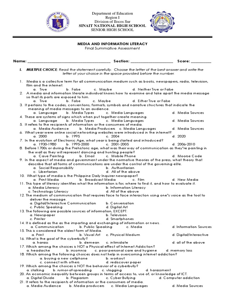 Sinait National High School: Department of Education Region I Division ...