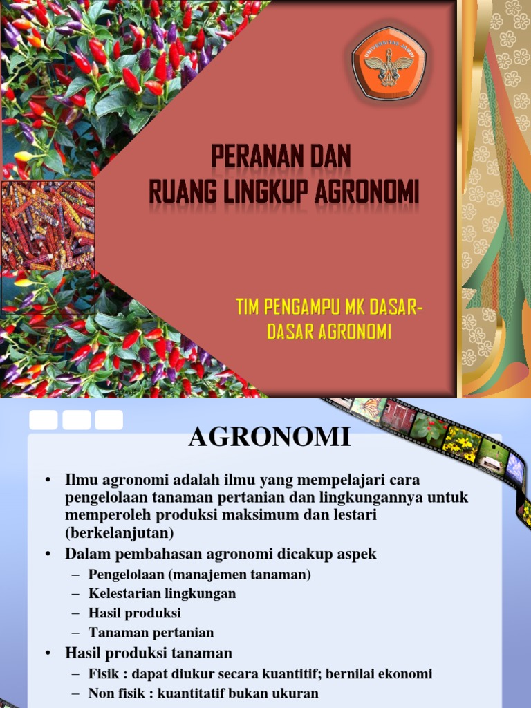 Materi 02 - Peranan Dan Ruang Lingkup Agronomi | PDF