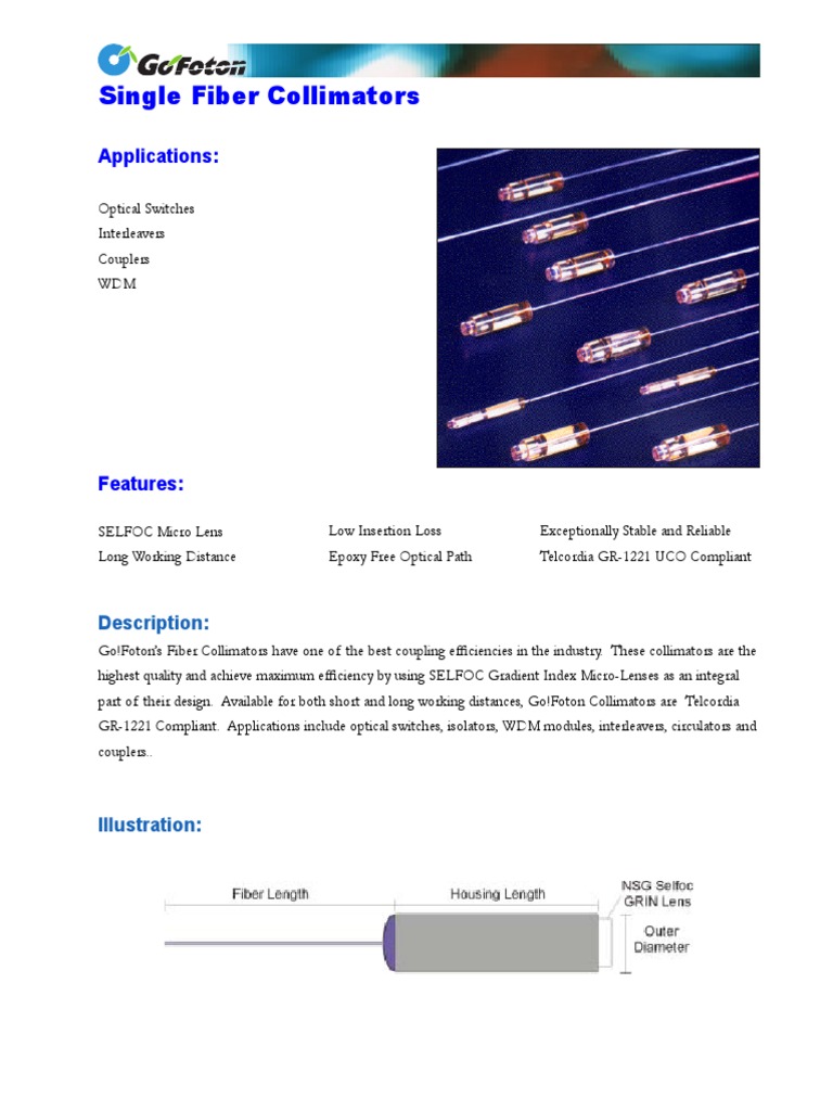 High Performance Single Fiber Collimators for Optical Switches ...
