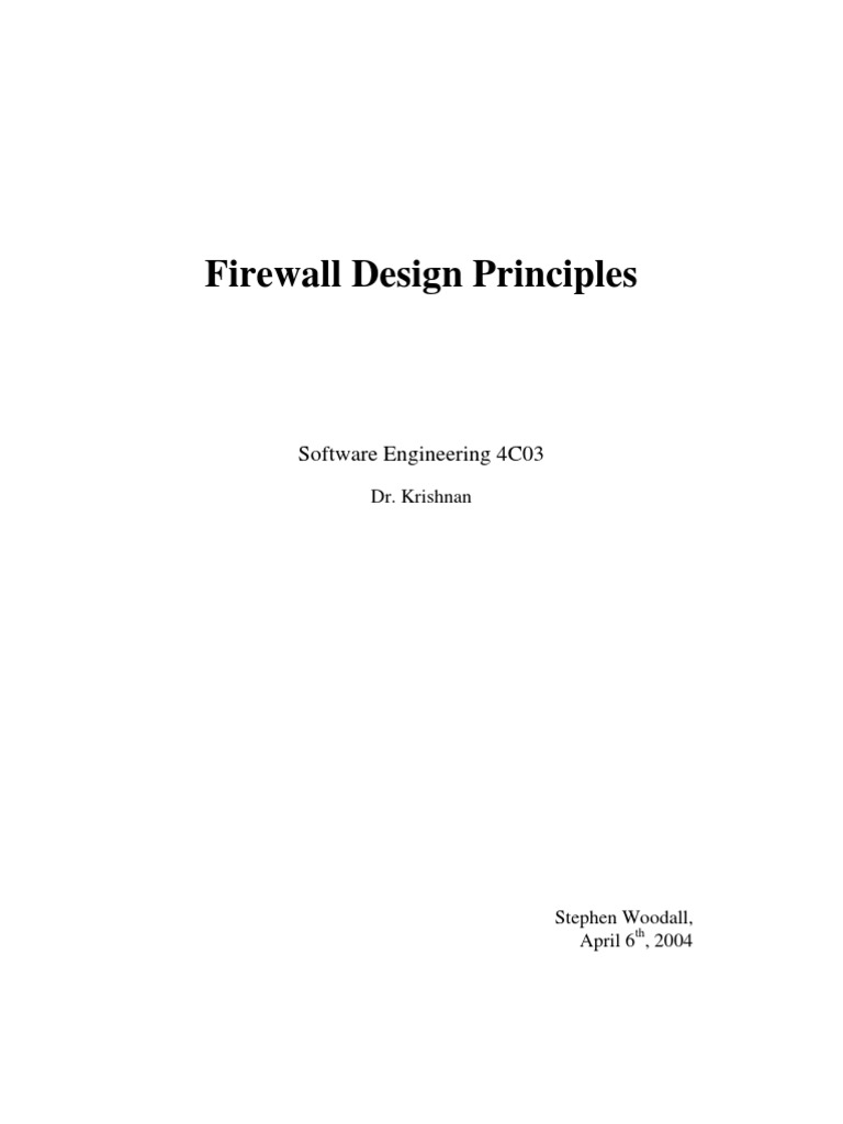 Firewall Design Principles: Software Engineering 4C03 | PDF | Firewall (Computing) | Internet ...