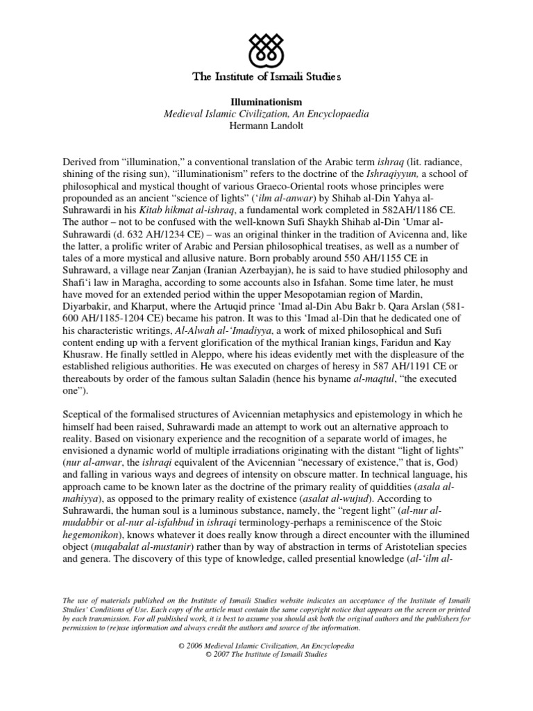 The Institute of Ismaili Studies: Illuminationism | PDF | Philosophy ...