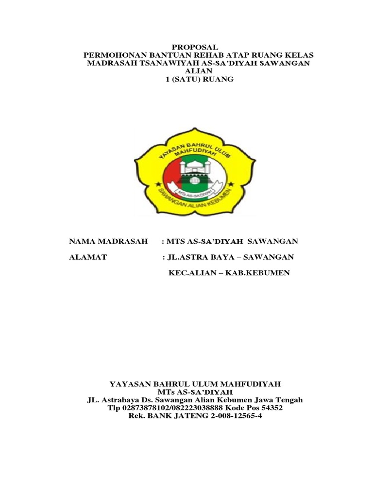 Proposal Rehab Atap MTS 2021 | PDF