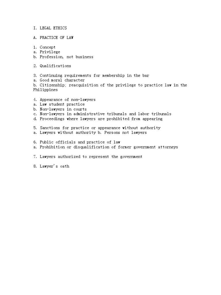 2020 Bar Legal Ethics Syllabus | PDF | Lawyer | Practice Of Law