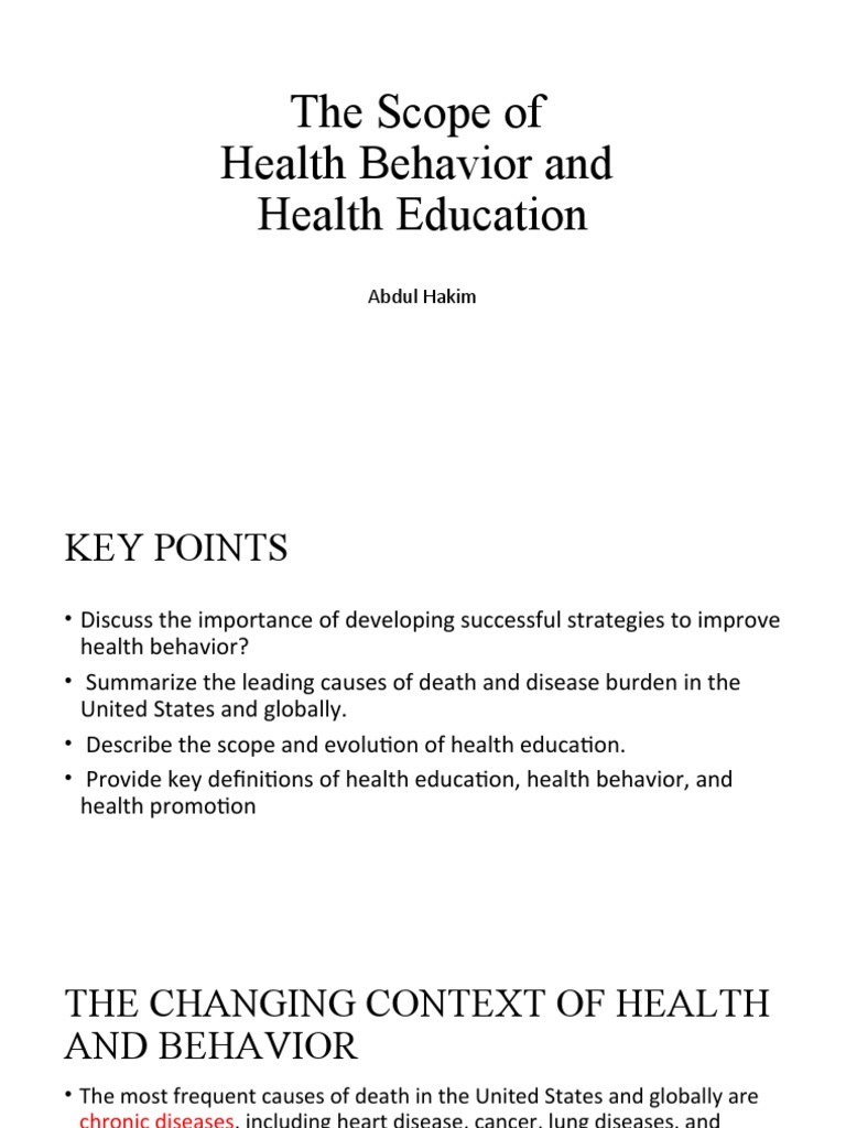 The Scope of Health Behavior Dan Health Education | PDF | Behavior ...