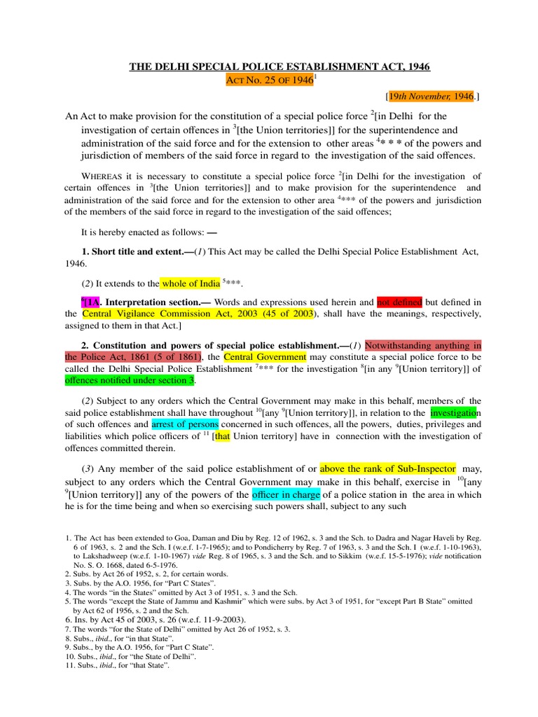 DSPE ACT Highlighted | PDF | Government | Crime & Violence