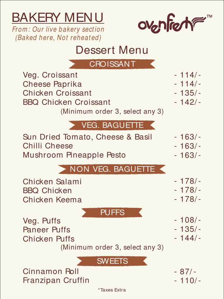 Bakery Menu - OCT. 21 | PDF
