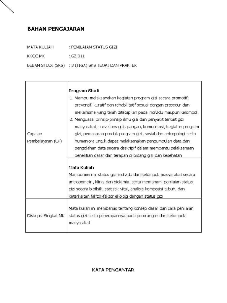 Bahan Ajar PSG - Metode Antropometri | PDF