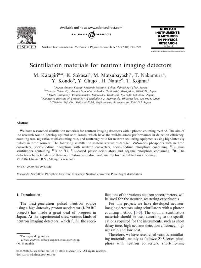 Scintillation Material For Neutrn Imaging Detectors | PDF | Neutron ...