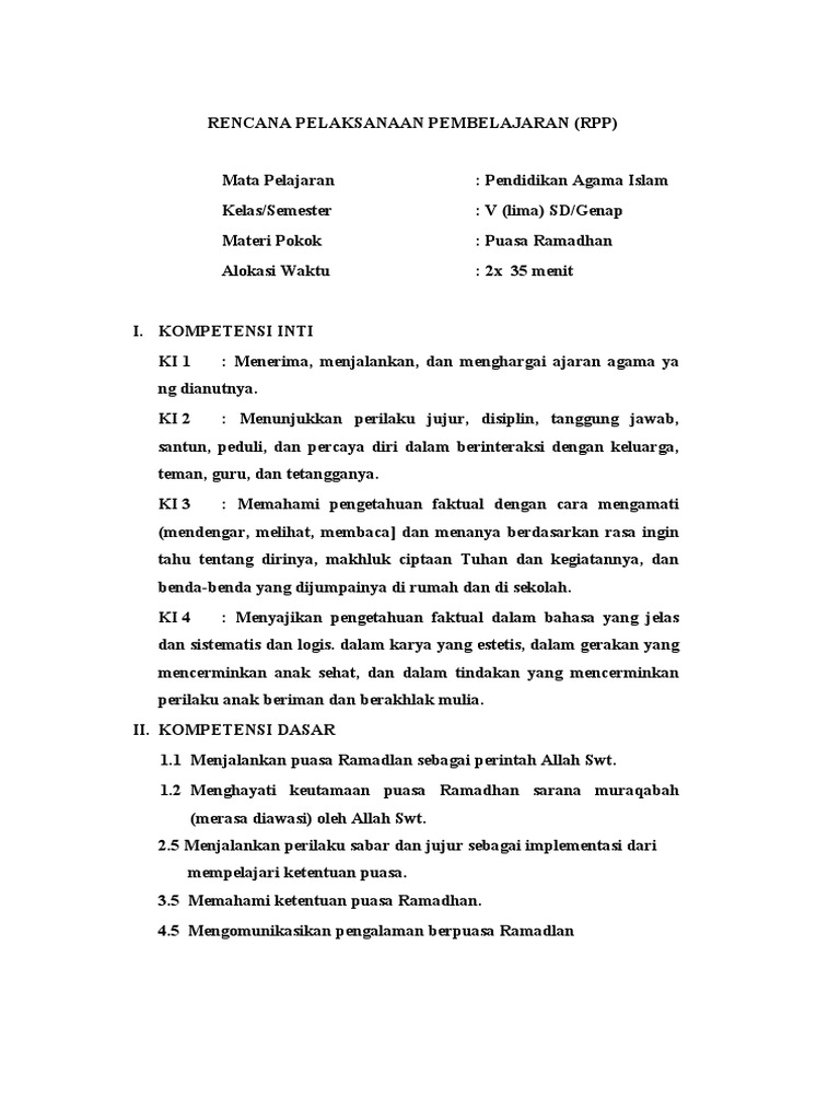 RPP Kelas V SD M Zainul Muzakki Strategi Pembelajaran | PDF | Agama & Spiritualitas