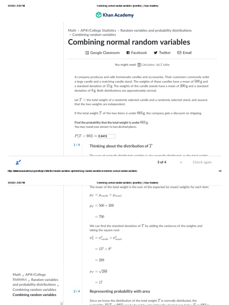 Combining Normal Random Variables | PDF | Normal Distribution ...