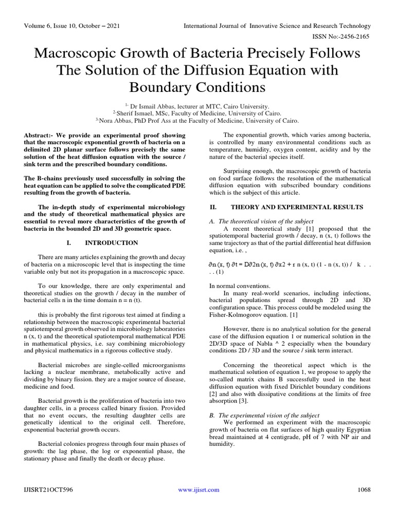 Bacterial Growth and Diffusion Equation | PDF | Partial Differential ...