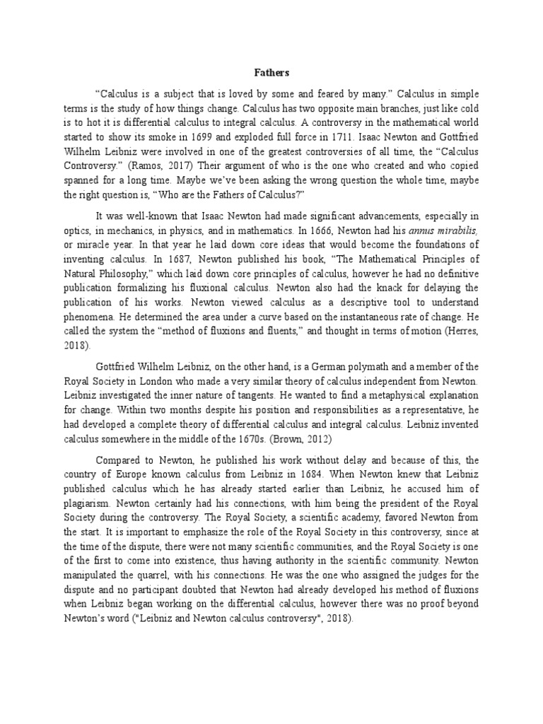 Fathers of Calculus: Newton & Leibniz | PDF | Calculus | Gottfried ...