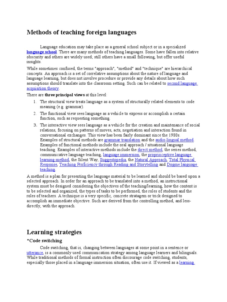 Methods of Teaching Foreign Languages | PDF | Language Education ...